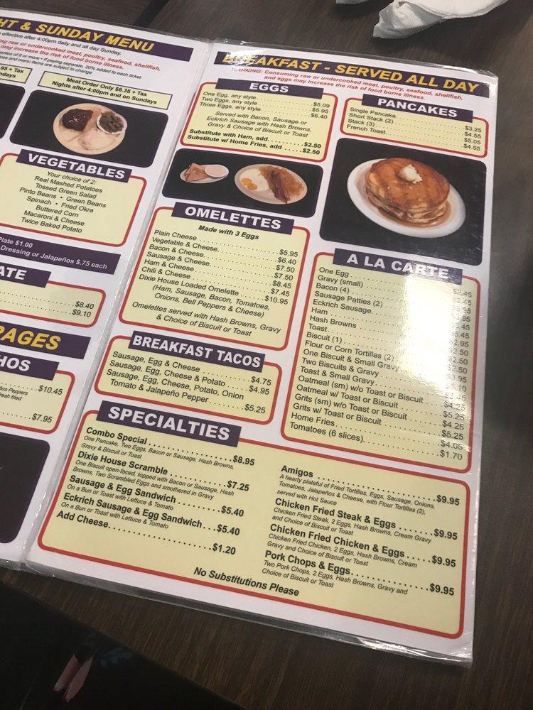 Menu at Dixie House Cafe, Fort Worth, E Lancaster Ave
