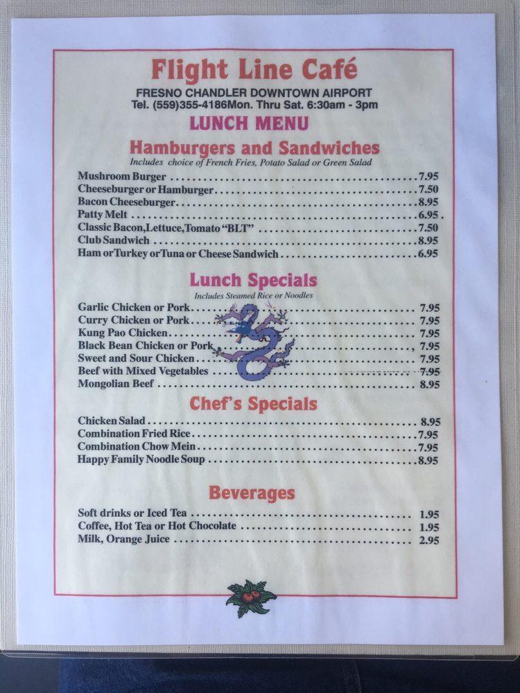 Menu at Flight Line Café cafe, Fresno