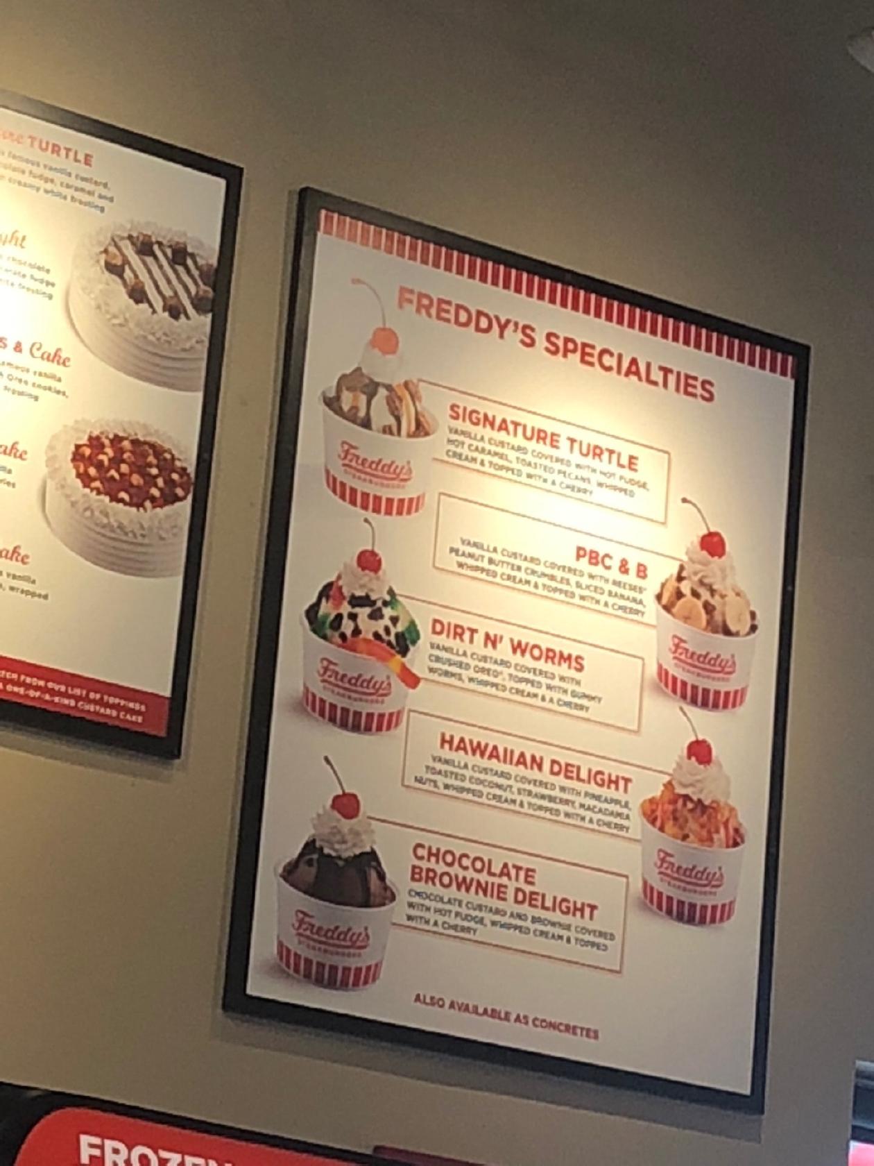 Menu at Freddy's Frozen Custard & Steakburgers fast food, Orlando ...