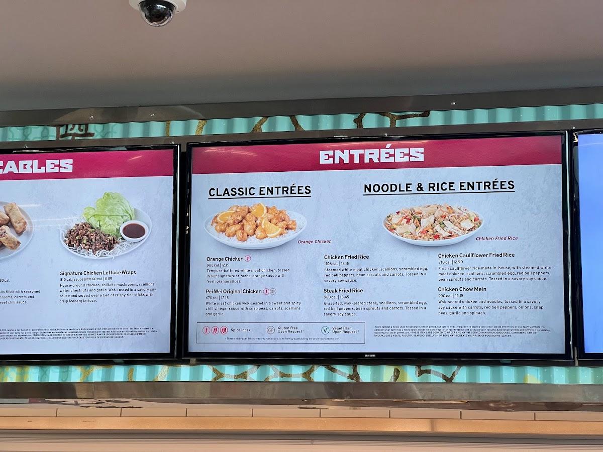 Menu at Pei Wei restaurant, Boston
