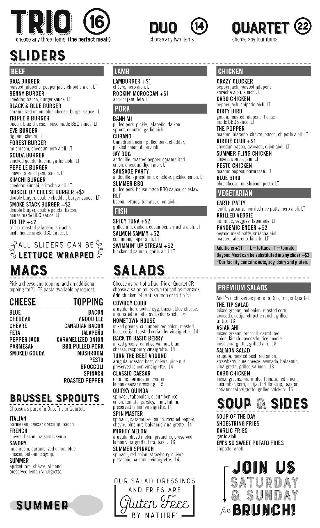 Menu at TASTE! craft eatery pub & bar, Paso Robles