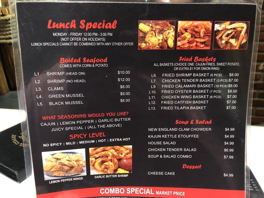 Menu at Blue Coast Juicy Seafood pub & bar, Tulsa