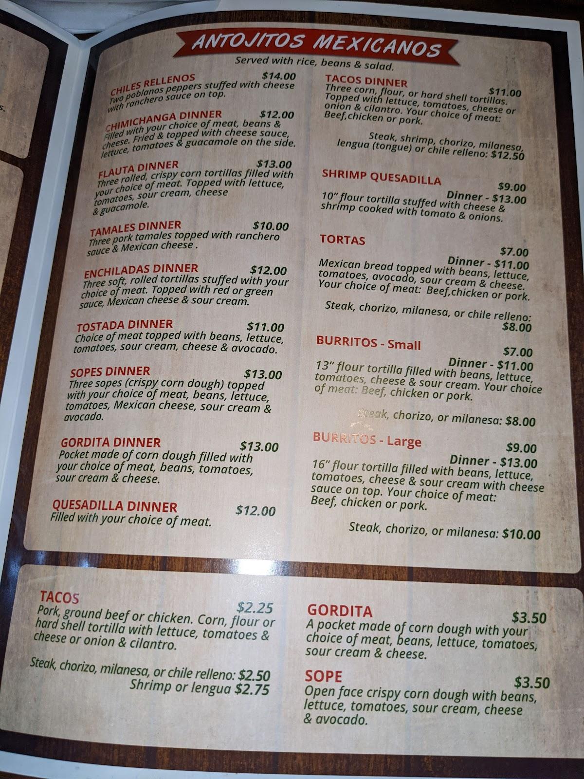 Menu at El Poblano Mexican Restaurant, Merrillville