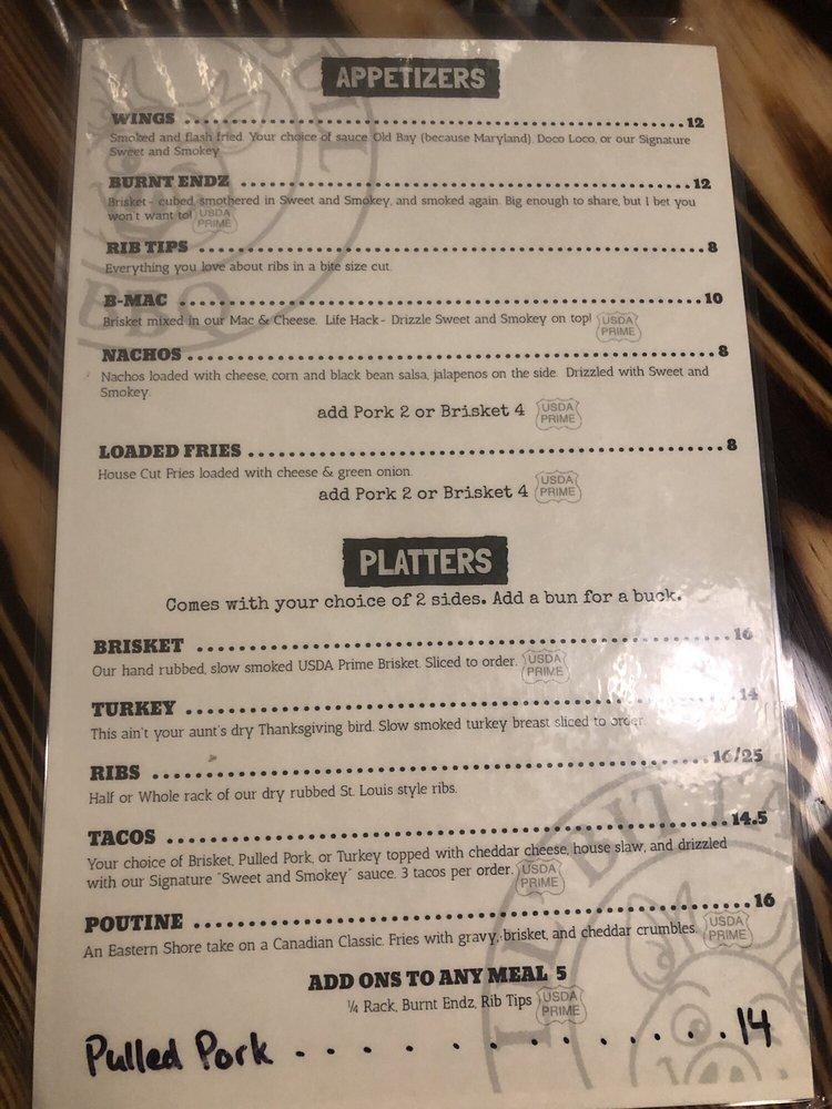 Menu at Lil' Bitta Bull BBQ, Cambridge, 520 Race St