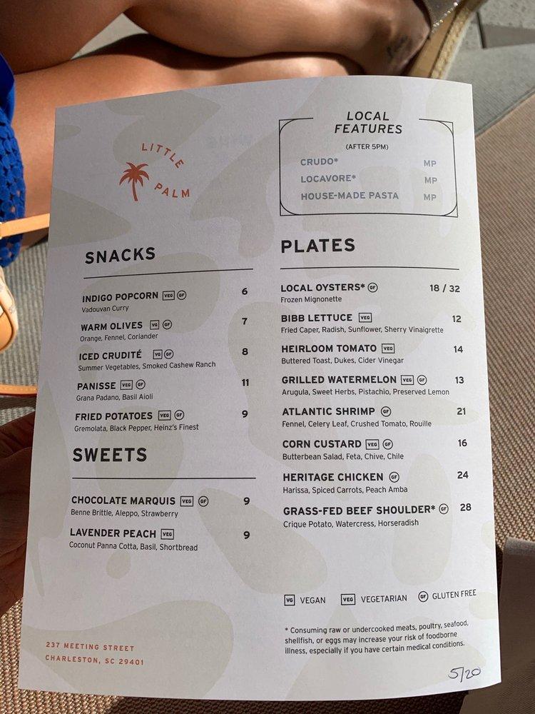 Menu at Little Palm pub & bar, Charleston
