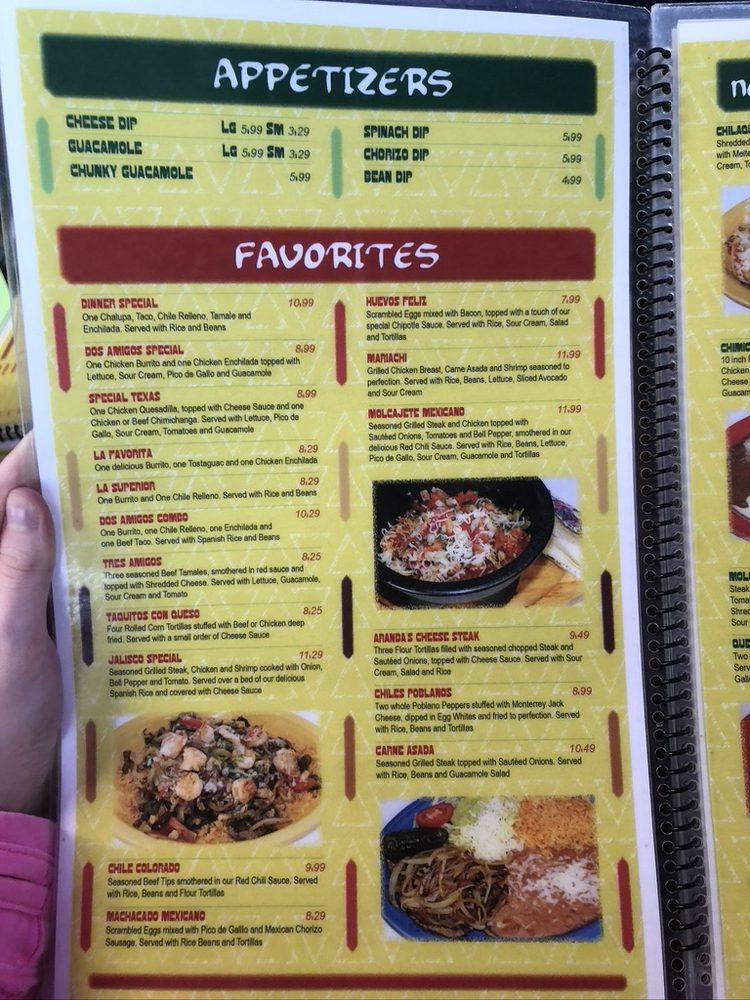 Menu at Los Dos Amigos restaurant, Miami
