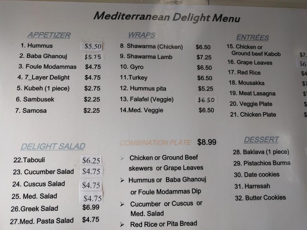 Menu at Mediterranean Delight restaurant, Oak Ridge, 160 A Bus Terminal ...
