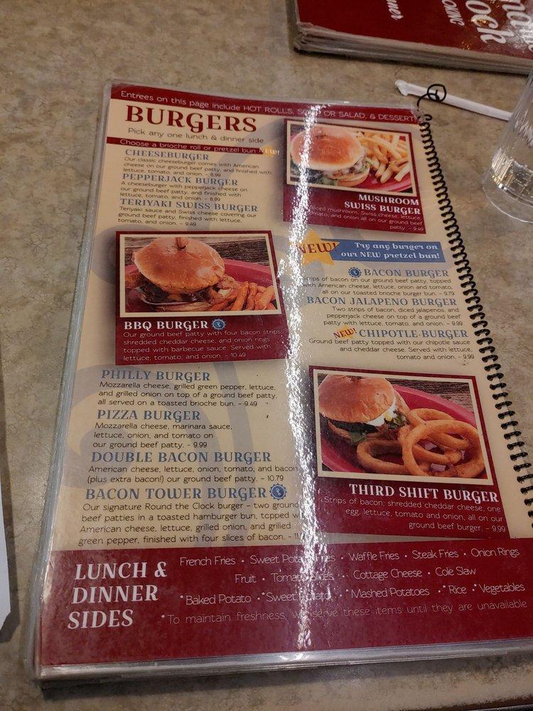 Menu at Round the Clock Highland restaurant, Highland, Indianapolis Blvd