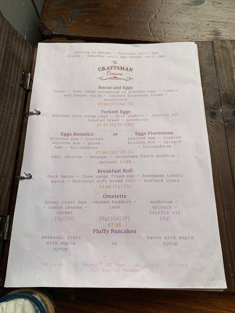 Menu at The Craftsman Company - Coffee & Ale House pub & bar, Aberdeen