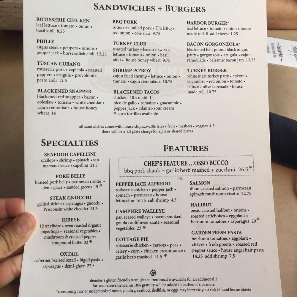 Menu at TJ's Harbor Restaurant, Oshkosh