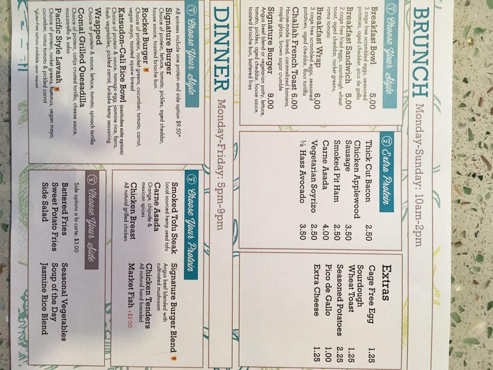 Carta del restaurante UTK, San Diego