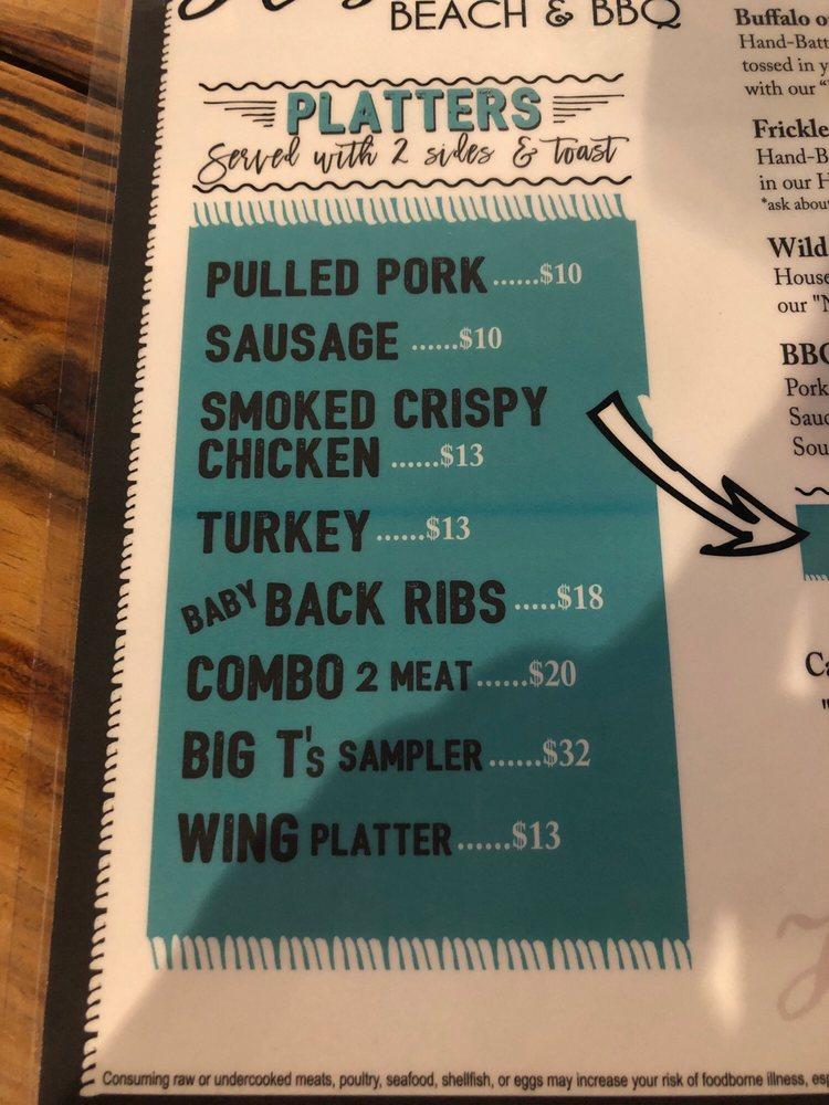 Menu at Hog Wild Beach & BBQ, Gulf Shores