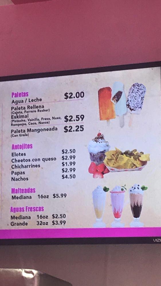 Menu at Paleteria Neveria pub & bar, Salt Lake City