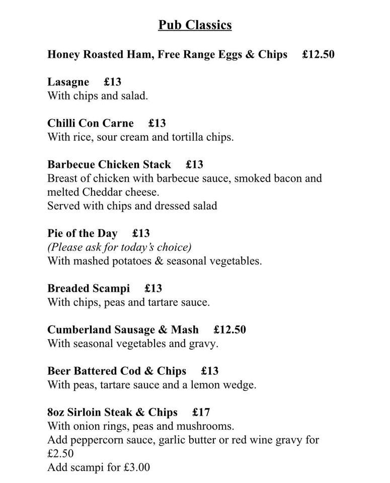 Menu at The Monument pub & bar, Whitstable