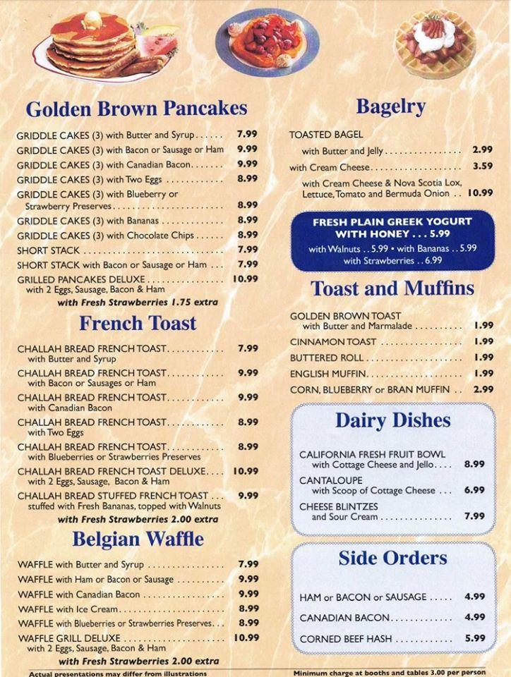 Menu at Triple-A Diner Restaurant, East Hartford