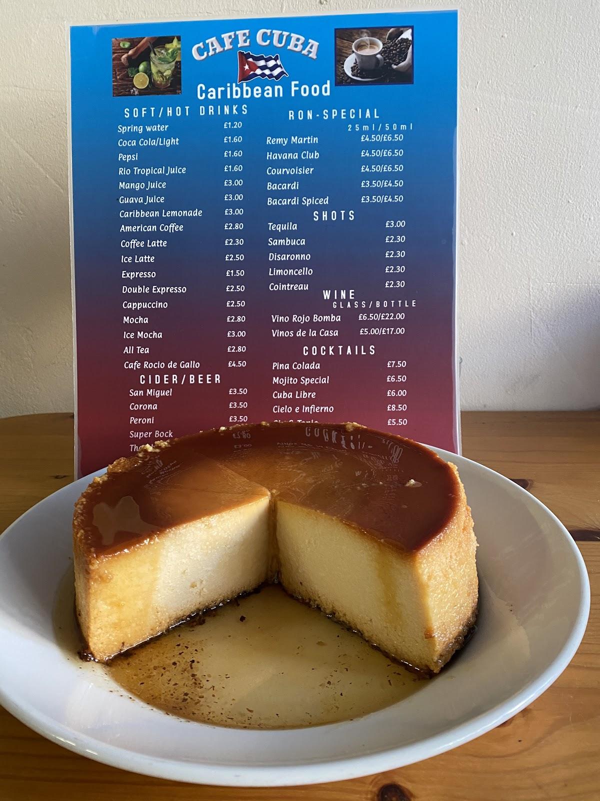 Menu at Cafe Cuba, Bristol