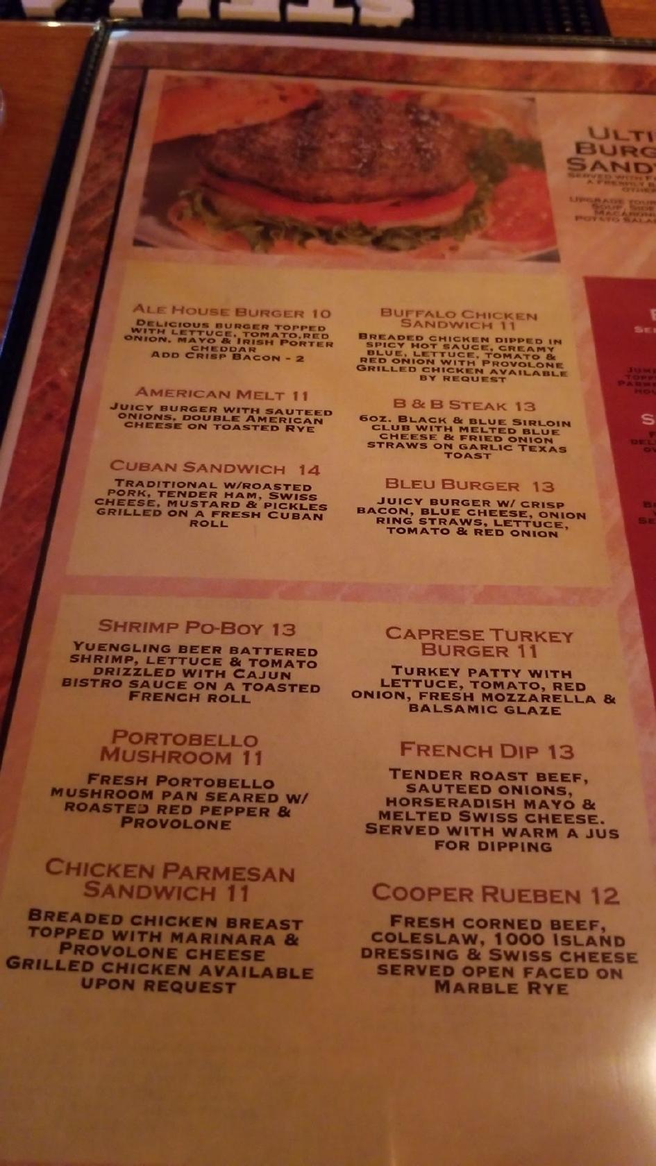 Menu at Copper Ale House pub & bar, Williamson