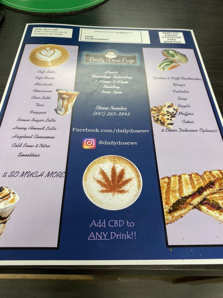 Menu at Daily Dose Cafe, Charleston