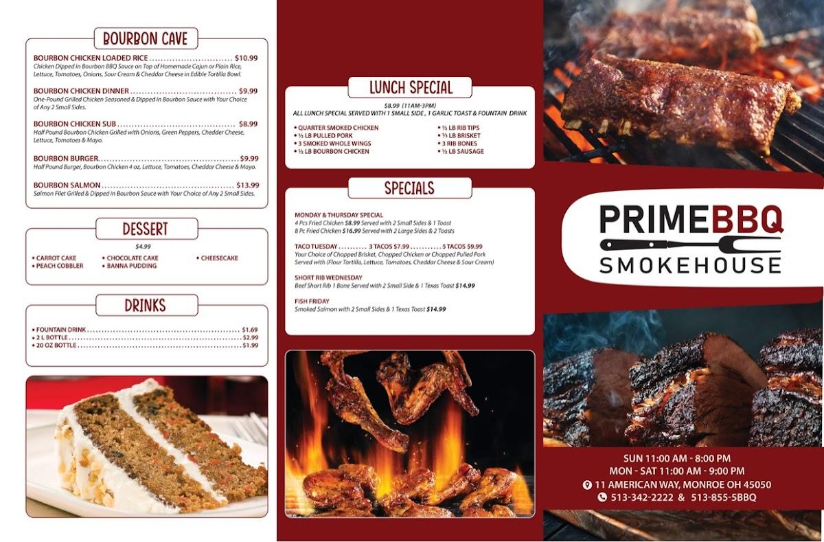 Menu at Prime BBQ Smokehouse, Monroe