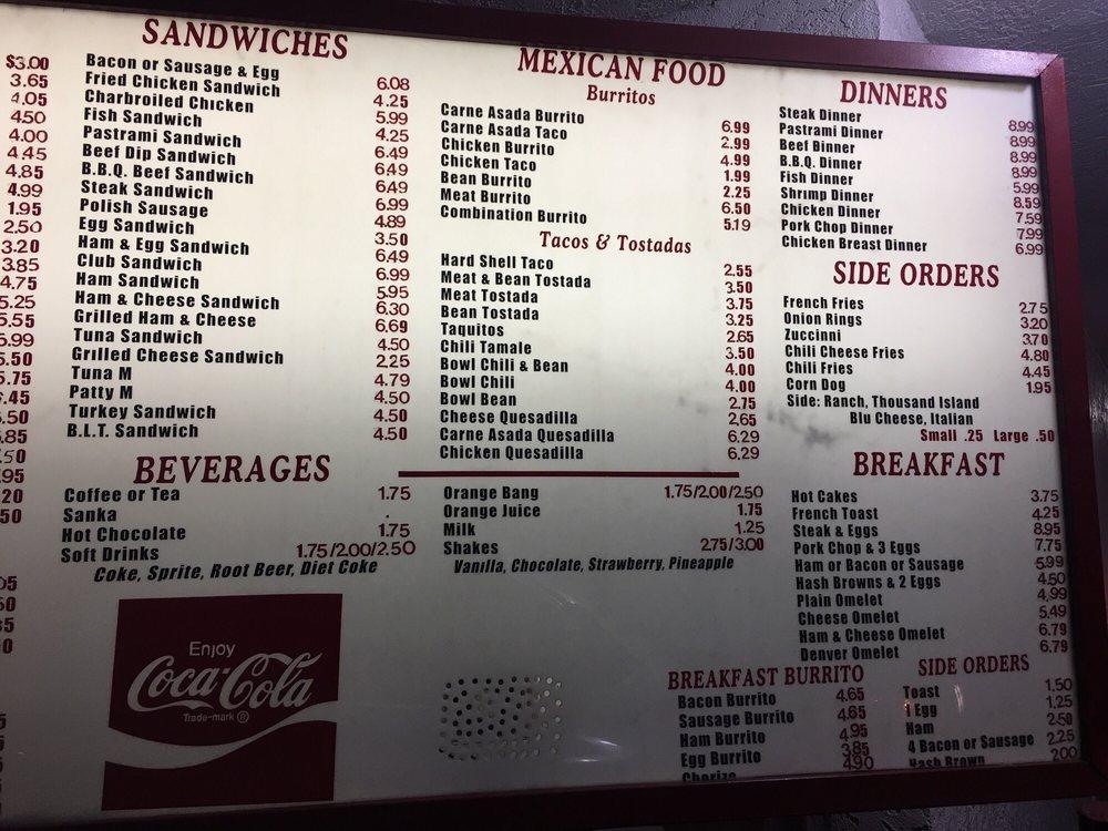 Menu at Valley Super Burger restaurant, Azusa
