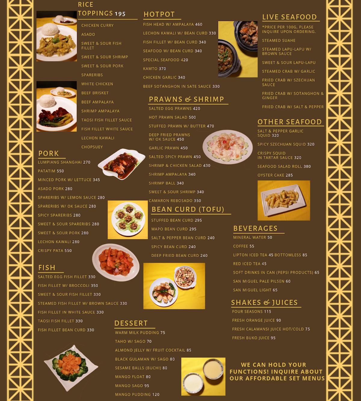 Menu at Han Pao Tea House restaurant, Mandaluyong, Mandala Park