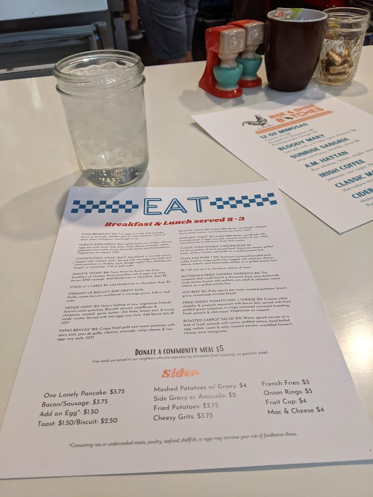 Menu at Ladybird Diner cafe, Lawrence