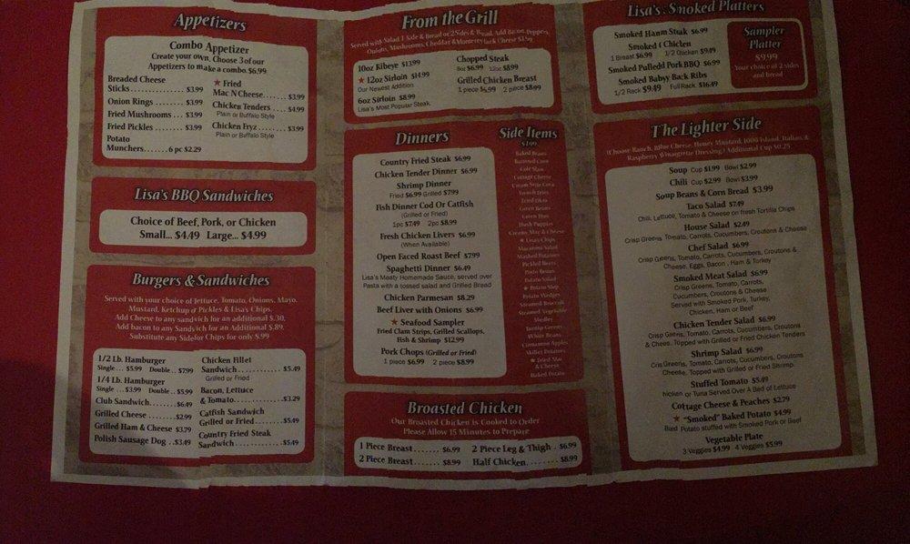 Menu at Lisa's Country Kitchen restaurant, Jefferson City