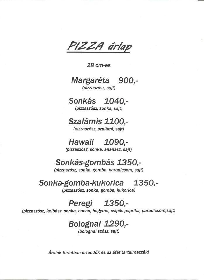 Carta del restaurante Peregi Csárda, Kaszaper