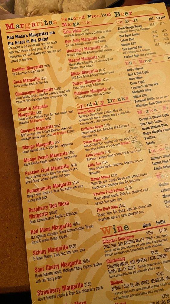 Menu at Red Mesa Grill pub & bar, Boyne City