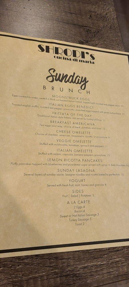 Menu at Shrodi's - Cucina di Maria pub & bar, Plum