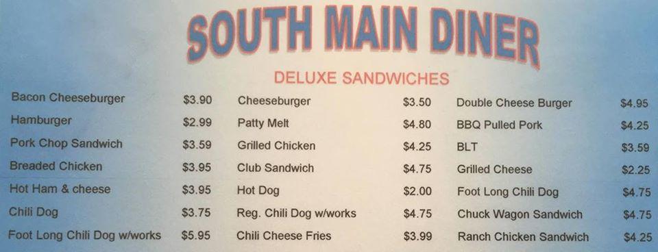 Menu at South Main Dine In cafe, Madisonville