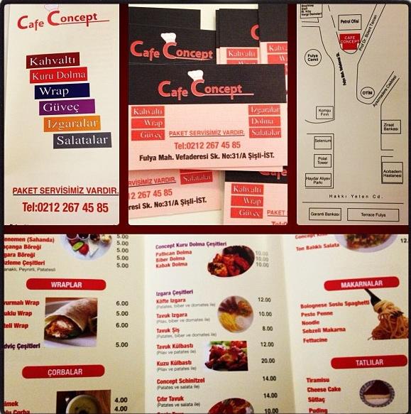Menu at CAFE CONCEPT, Istanbul, Fulya Mahallesi Vefaderesi Sokak No:31/A