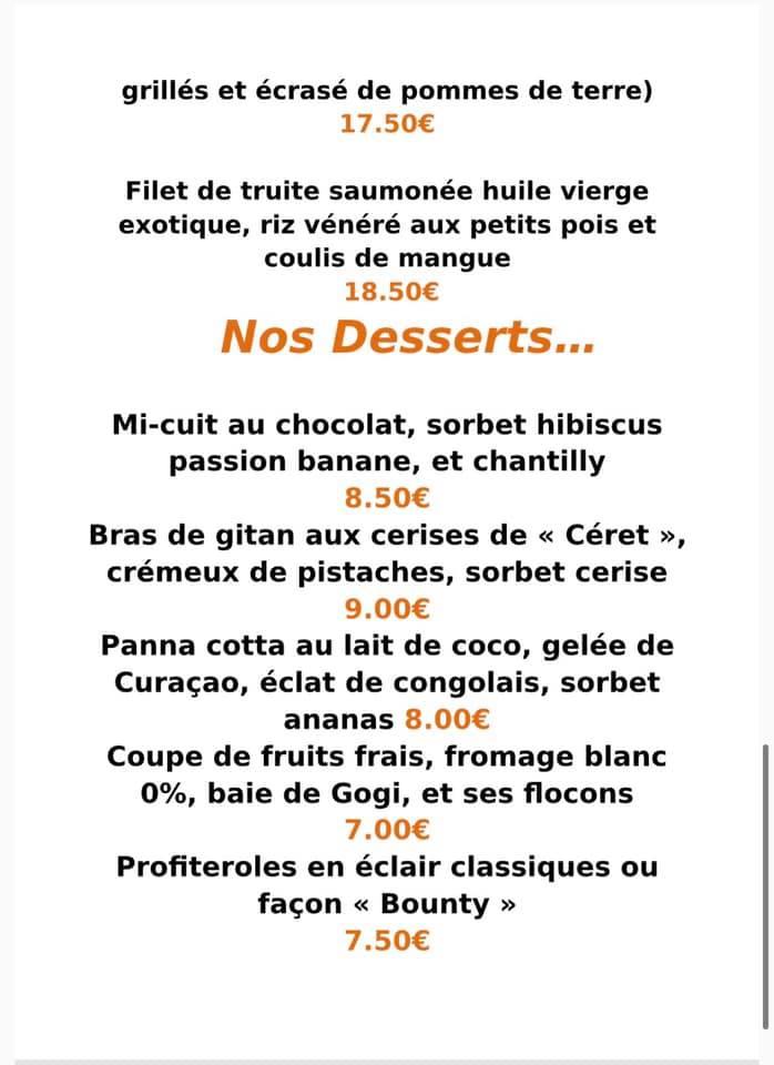 Menu au Le Moorea restaurant, Villeneuve-de-la-Raho, D39
