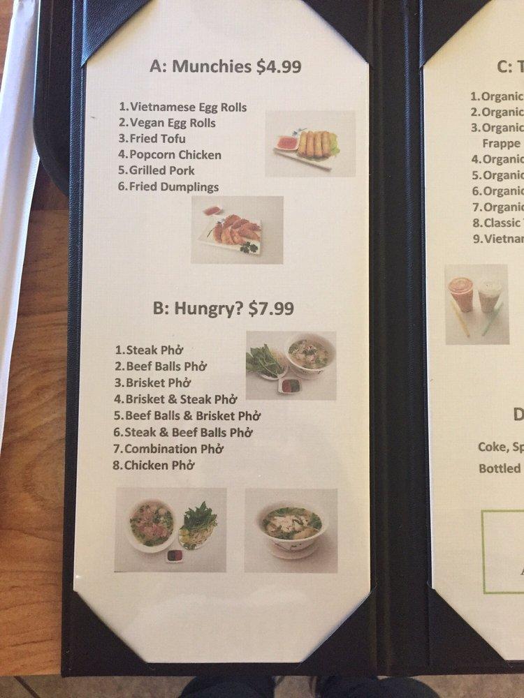 Menu at Pho 4 U restaurant, Atascadero