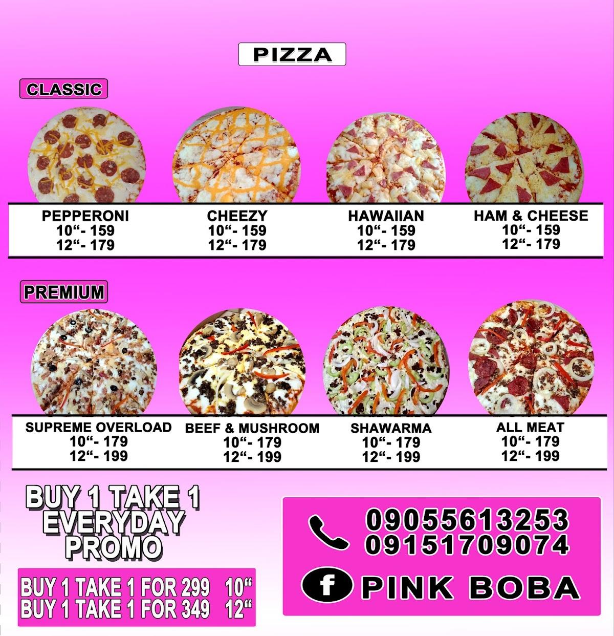 Menu at Pink Boba cafe, Philippines