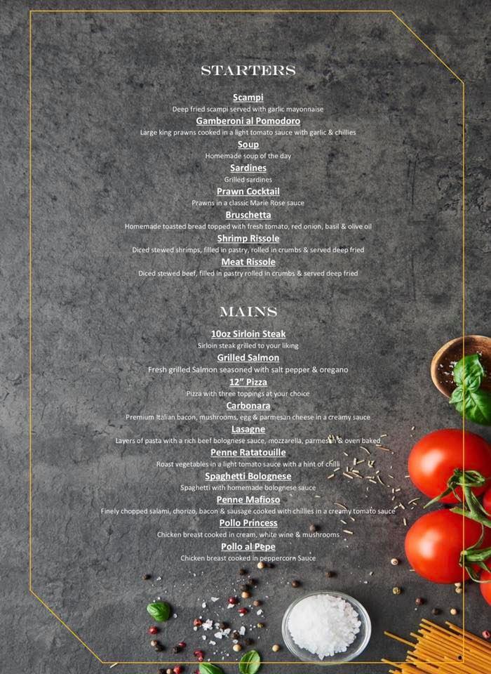 Menu at Pizzeria Vesuvio, Swansea