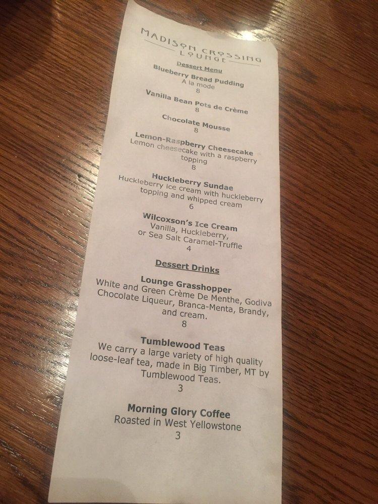 Menu at Madison Crossing Lounge pub & bar, West Yellowstone