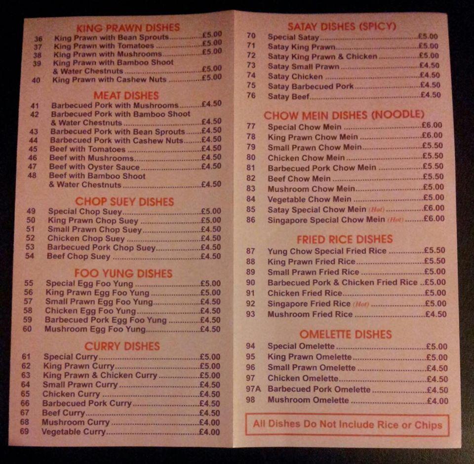 Menu at Silver Moon fast food, Kirkby Lonsdale