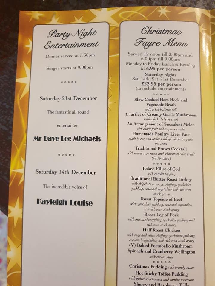 Menu at The Blue House restaurant, Haswell