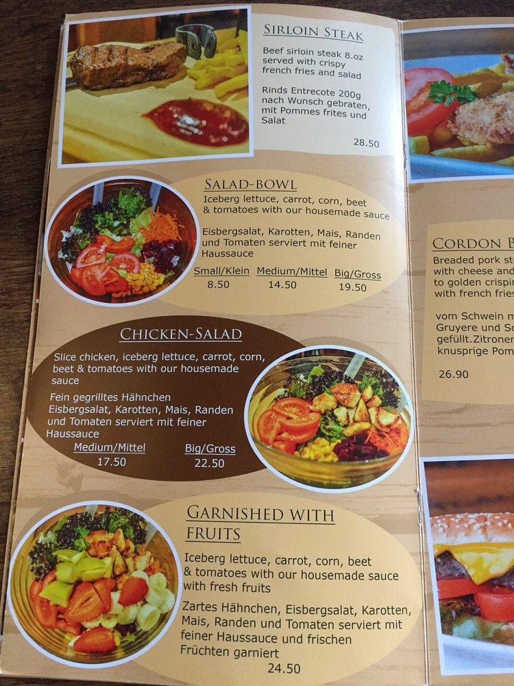 Menu at Bebbis, Interlaken