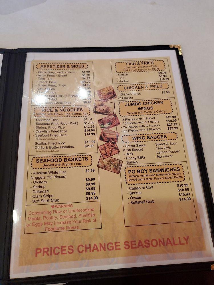 Menu at Crawfish Chef restaurant, Puyallup