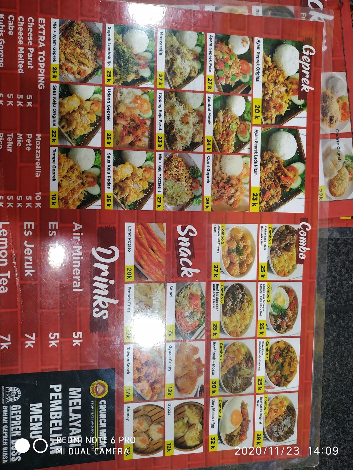 Menu at Crunch Meal Galeria Mall restaurant, Yogyakarta