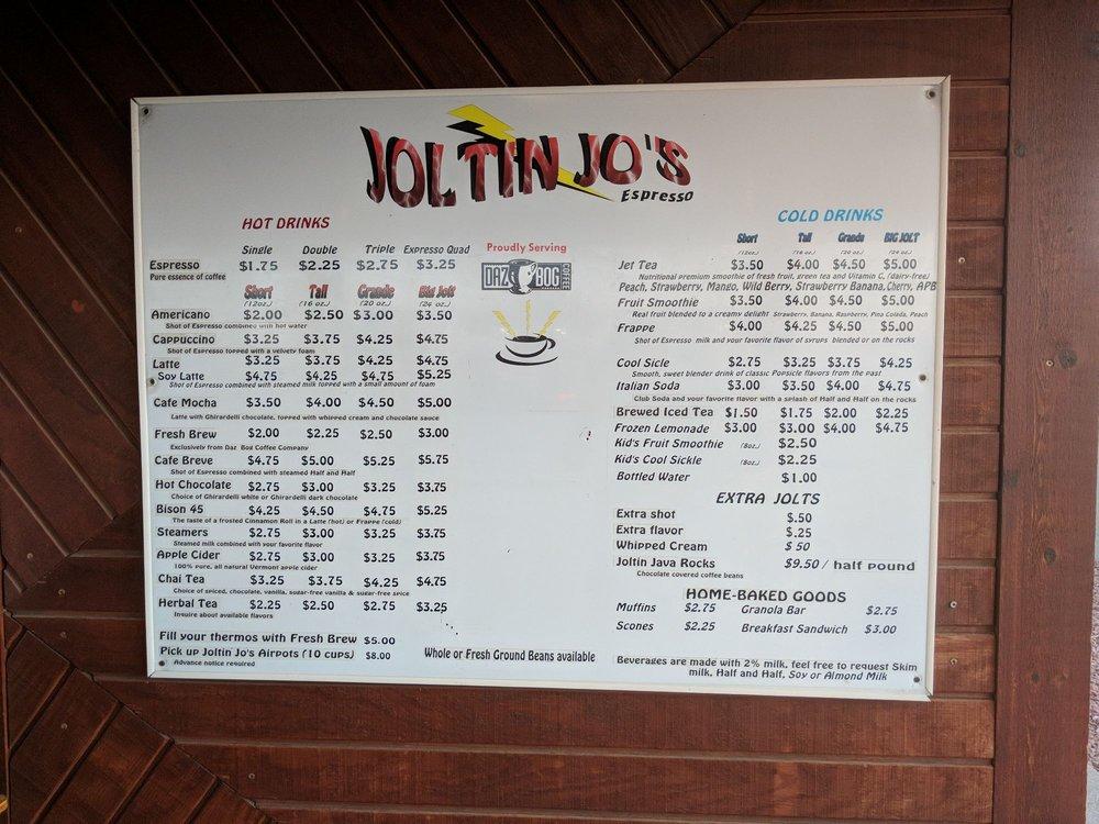 Menu at Joltin Jo's Espresso pub & bar, McCook