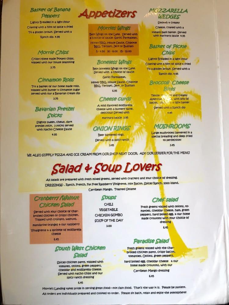 Menu at Morrie's Landing restaurant, Minster, OH-362