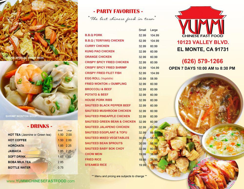 Menu at Yummi Chinese Fast Food, El Monte