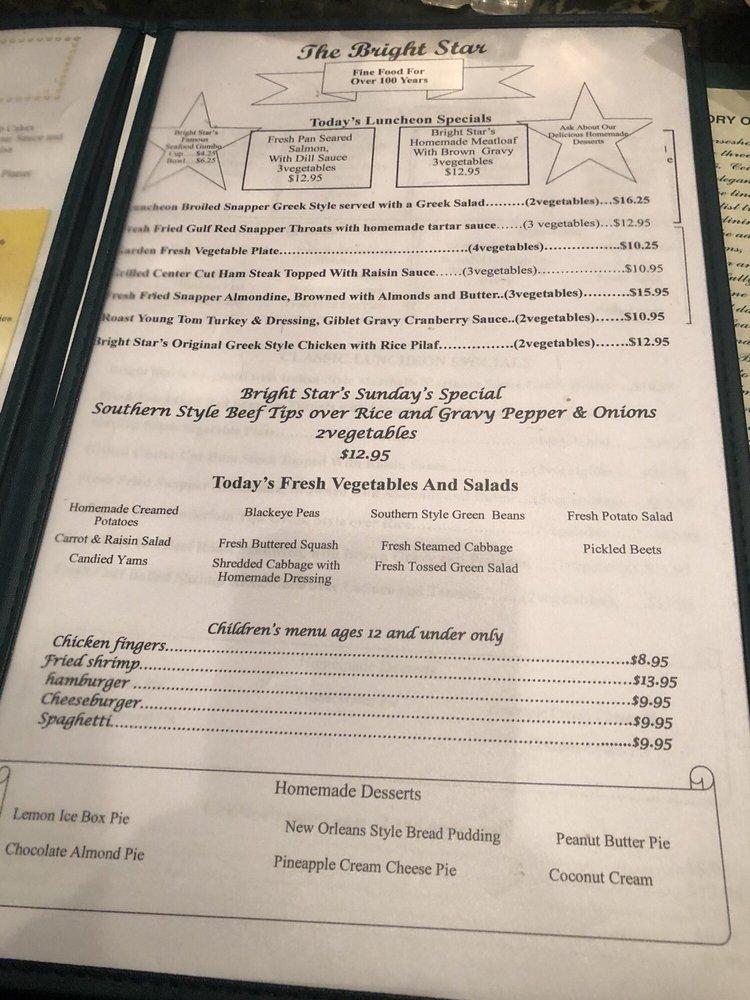 Menu at Bright Star Restaurant, Bessemer