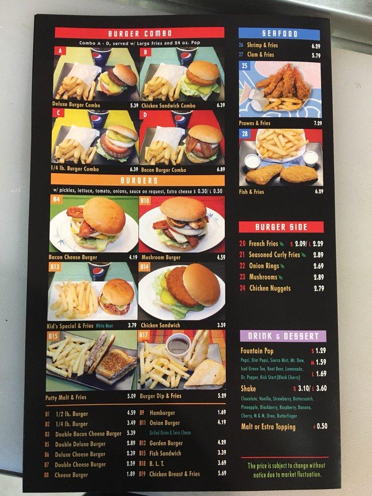 Menu at Burger Stop restaurant, Everett