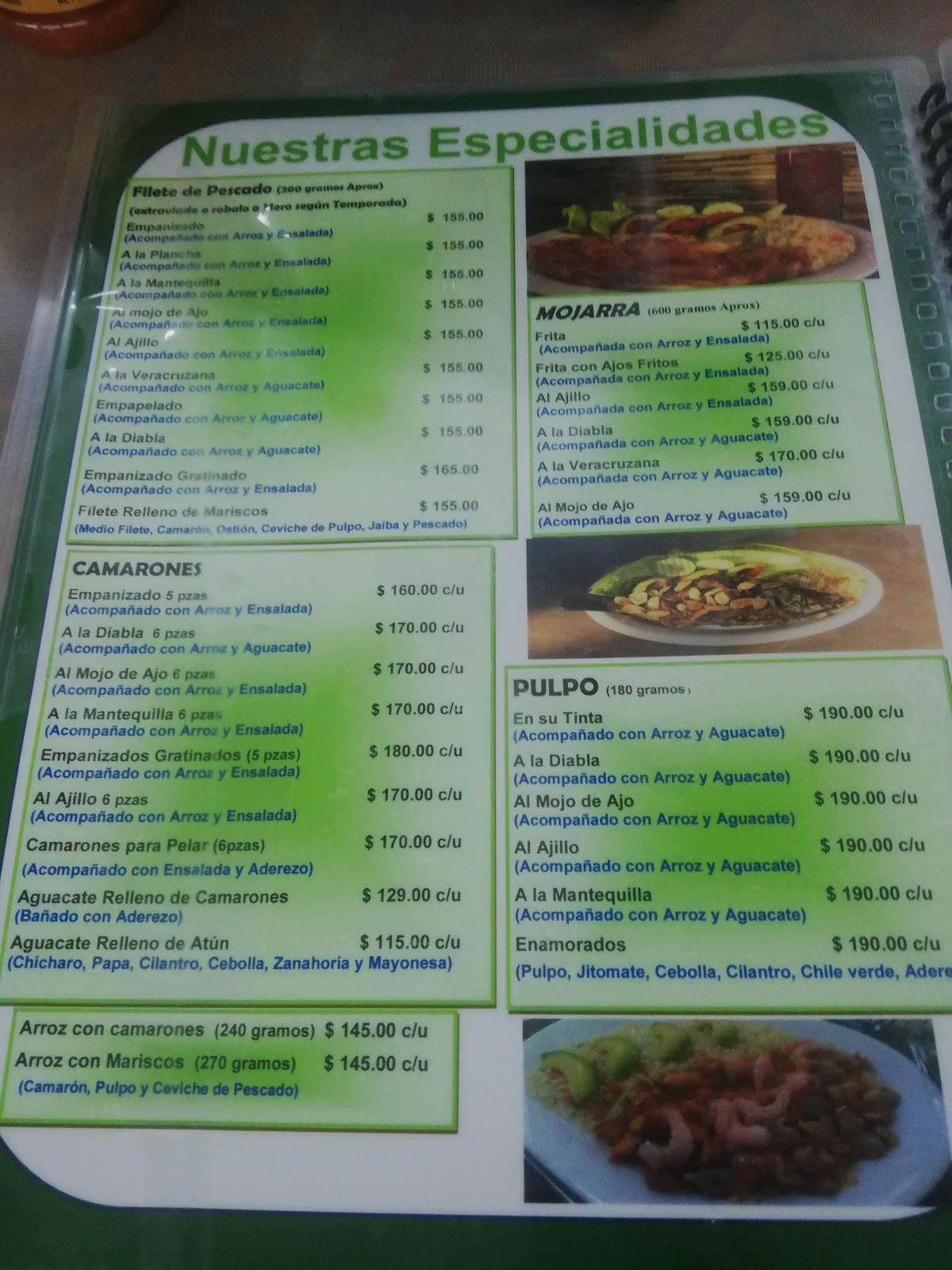 Carta del restaurante Mariscos Don Panchito, Ciudad del México ...