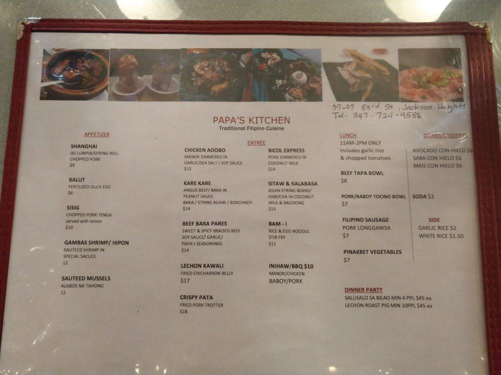 Menu at Papa's Kitchen desserts, New York City, 83rd St