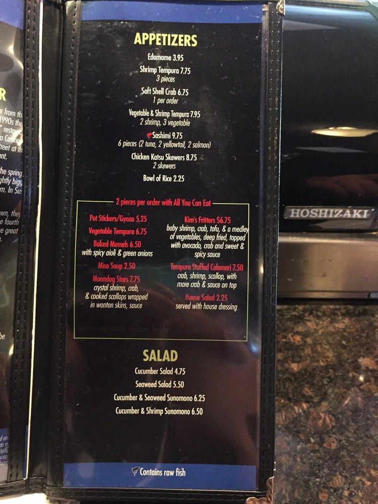 Menu at Sushi Pier Tahoe restaurant, Stateline